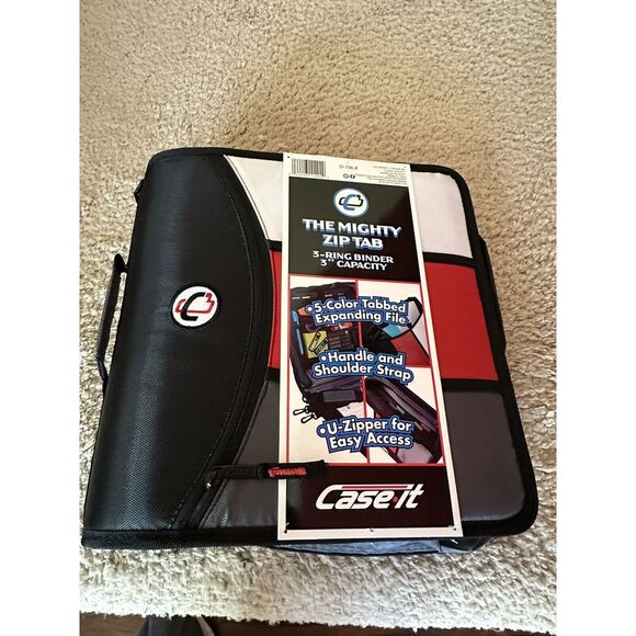 Office | Case It Mighty Zip Tab Zipper Binder With 5subject File Black ...